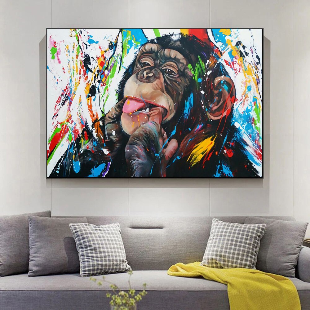 Tableau - Singe Multicolore Grimace Street Art – Kalunea