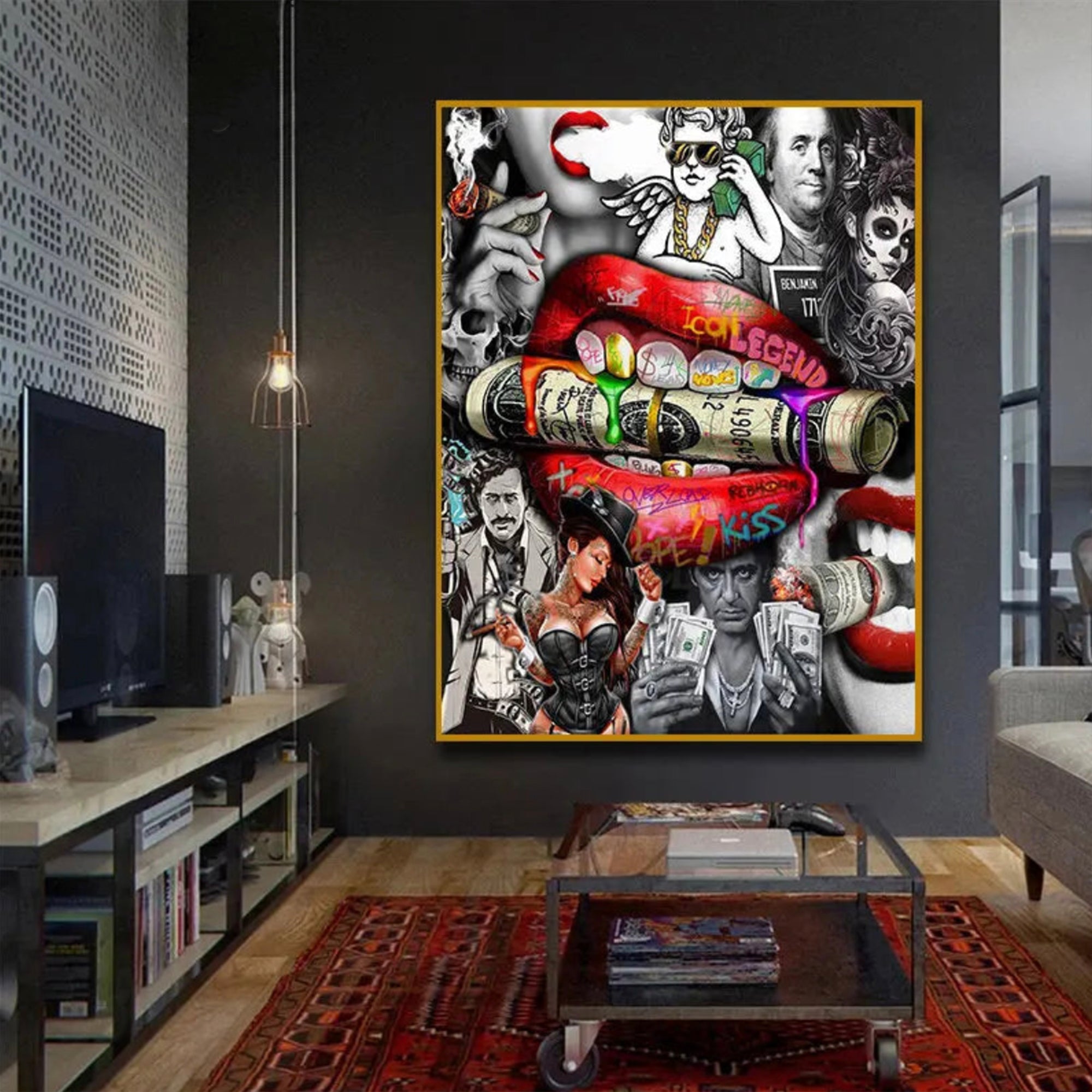 Tableau - Lèvres Rouges Pop Art Films Stars – Kalunea