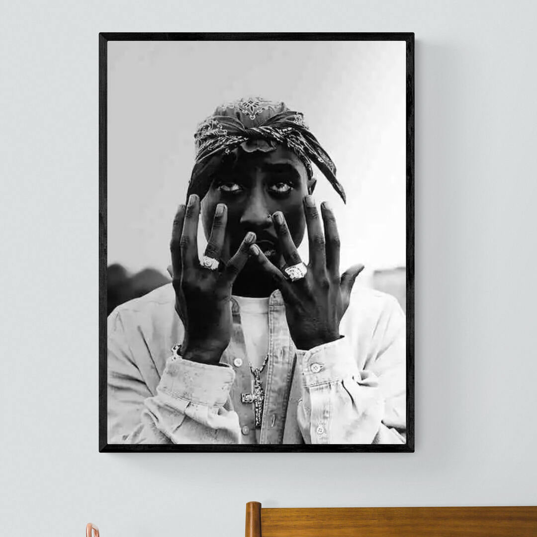 Tableau - 2pac Hip Hop Tupac Noir et Blanc Tableau – Kalunea