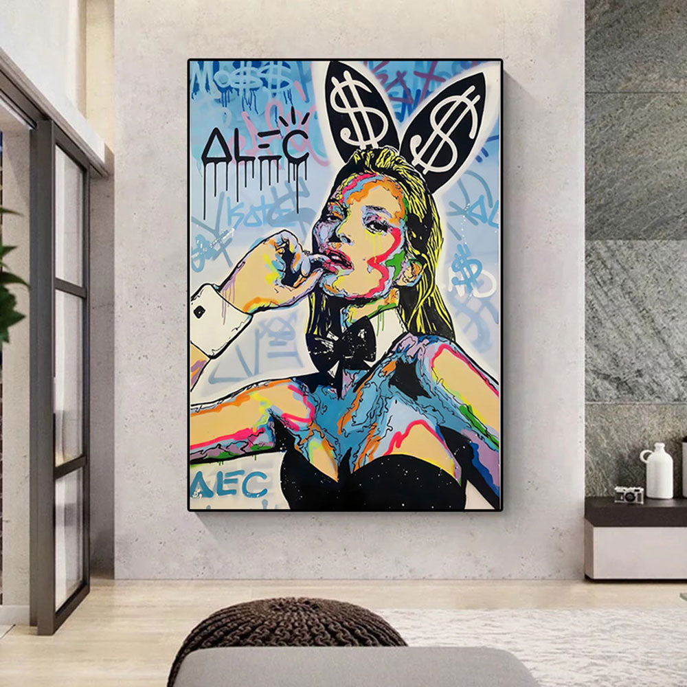 Tableau - Kate Moss Bunny Alec Pop Art – Kalunea